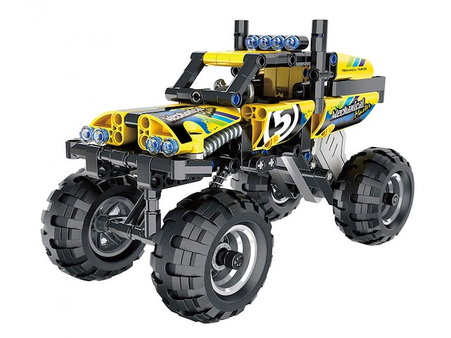 Mechanical Master 3D Quad No.5804 - Educational STEM Pull Back Building Blocks Car Toy - SASTAVLJIVI KVAD žuti 59132