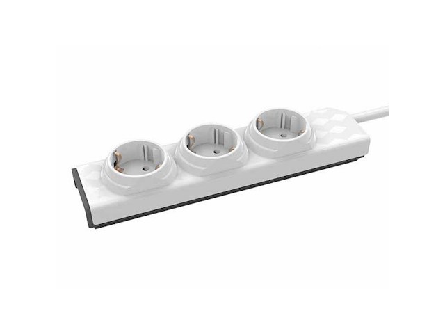 Modularni produžni kabl sa tri utičnice i prekidačem 3m DesignNest PowerStrip White