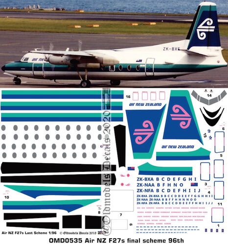 Old models Decals 0535 Fokker F27 - Air New Zeeland Final Scheme