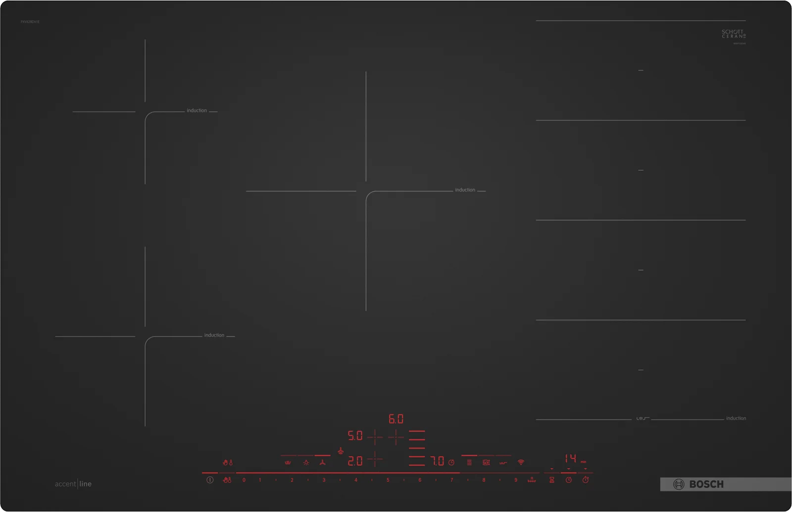 Serija 8, Indukciona ploča za kuvanje, 80 cm, Plavo crna, ugradnja u ravni radne ploče, PXV82BDV1E