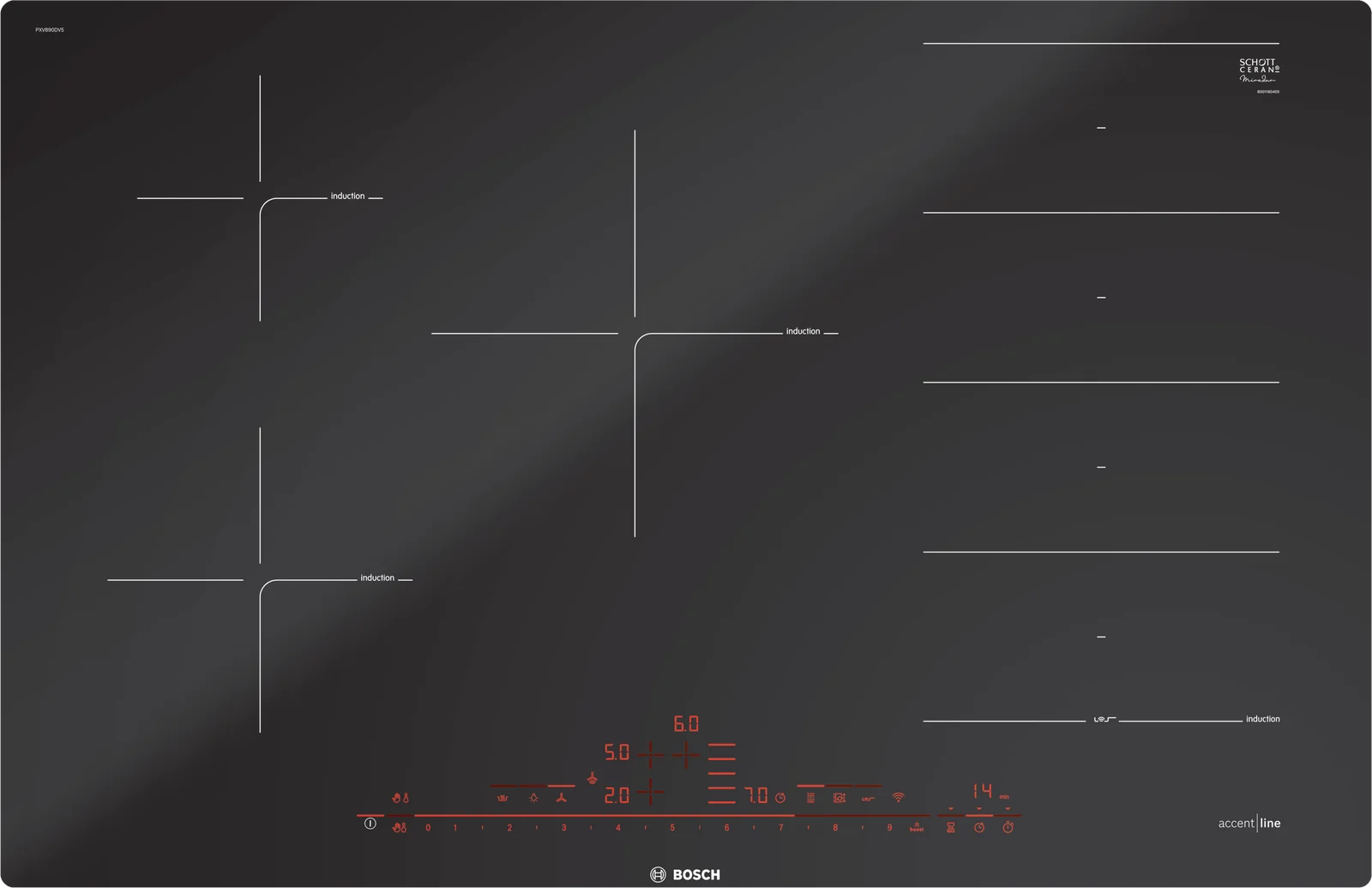 Serija 8, Indukciona ploča za kuvanje, 80 cm, ugradnja u ravni radne ploče, PXV820DV5E