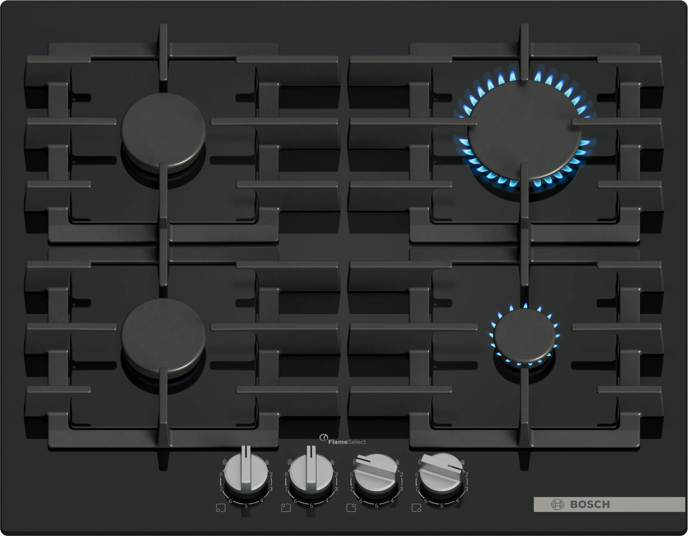 Serija 6, Plinska ploča za kuvanje, 60 cm, Kaljeno staklo, Crna, PPP6A6I40