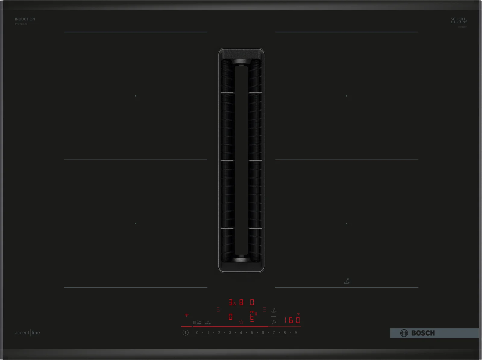 Serija 6, Indukciona ploča za kuvanje sa integrisanim aspiratorom, 70 cm, ugradnja sa okvirom, PVQ795H26E