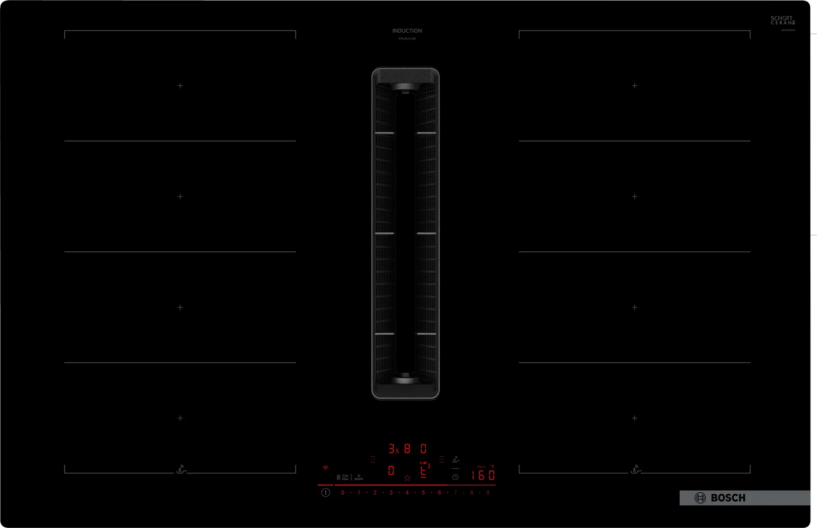 Serija 6, Indukciona ploča za kuvanje sa integrisanim aspiratorom, 80 cm, ugradnja bez okvira, PXL811H26E