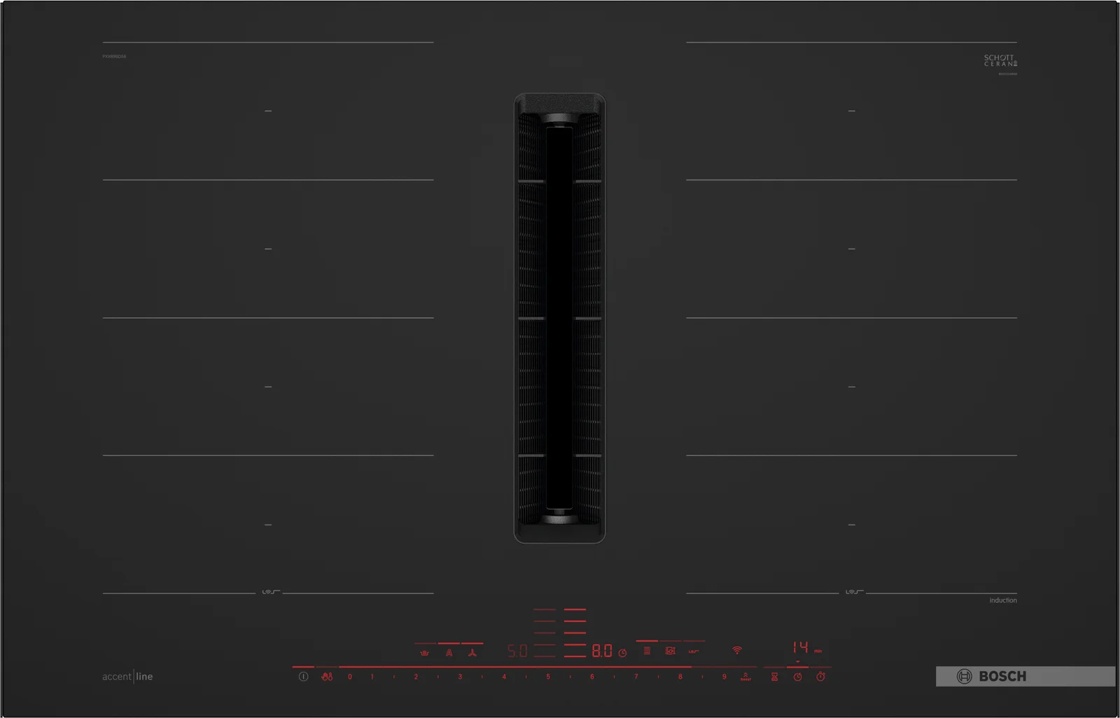 Serija 8, Indukciona ploča za kuvanje sa integrisanim aspiratorom, 80 cm, Plavo crna, ugradnja sa okvirom, PXX89BD56E
