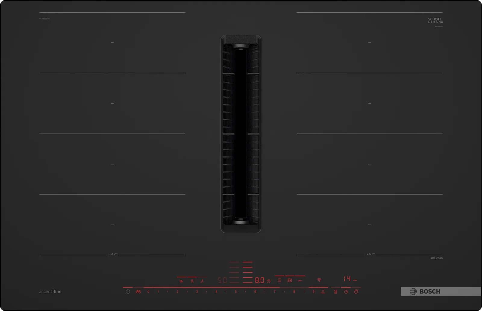 Serija 8, Indukciona ploča za kuvanje sa integrisanim aspiratorom, 80 cm, Plavo crna, ugradnja u ravni radne ploče, PXX82BD56E