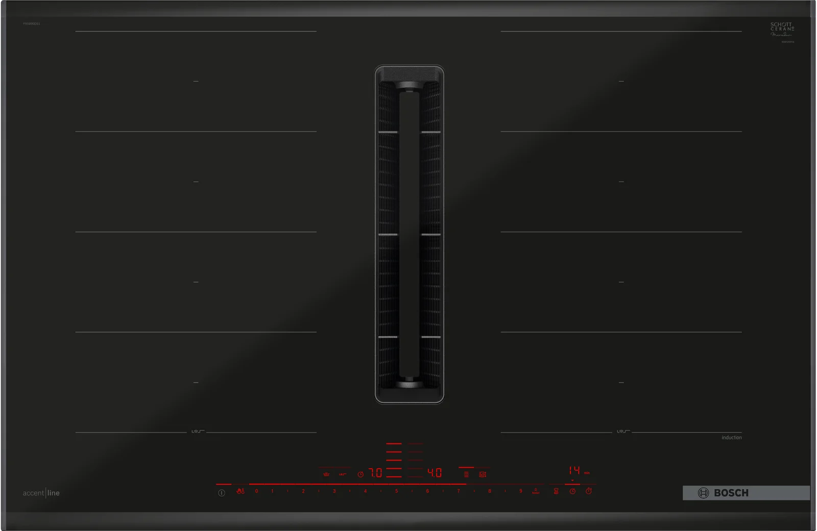 Serija 8, Indukciona ploča za kuvanje sa integrisanim aspiratorom, 80 cm, ugradnja sa okvirom, PXX890D51E