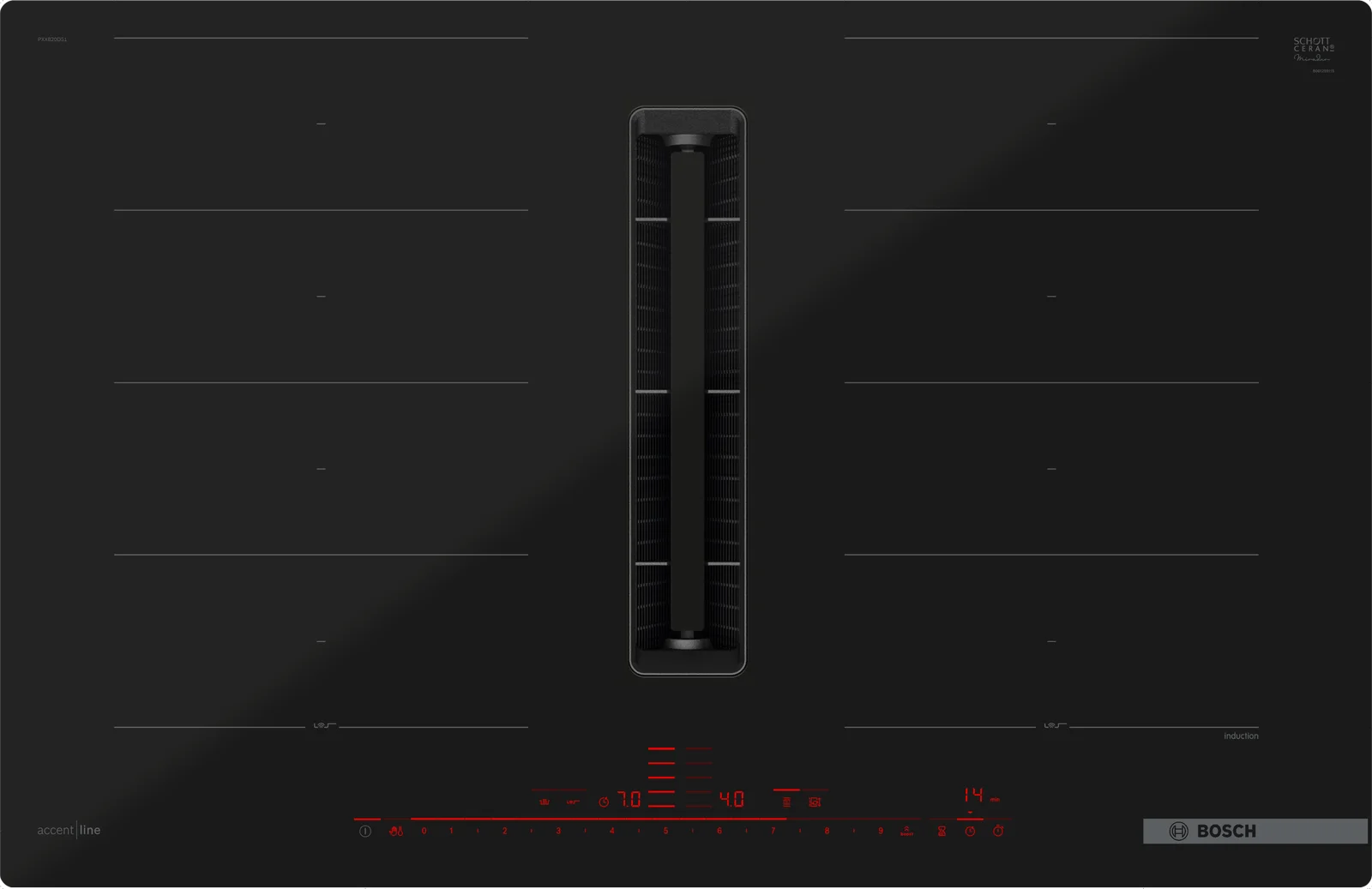 Serija 8, Indukciona ploča za kuvanje sa integrisanim aspiratorom, 80 cm, ugradnja u ravni radne ploče, PXX820D51E