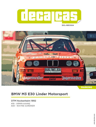 Decalcas DEC004 BMW M3 E30 Team Linder Motorsport sponsored by Jagermeister 1992 (for Beemax, Aoshima and NuNu Kits)