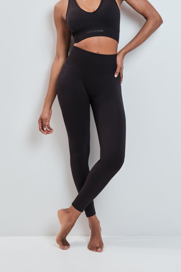 Schwarz lange Leggings SEAMLESS COMFORT