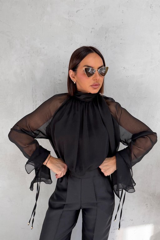 GLADYS BLACK LEPRŠAVA POLU-TRANSPARENTNA BLUZA