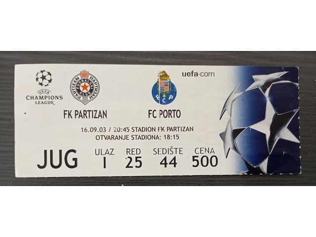 FUDBAL: PARTIZAN - PORTO 16.09.2003