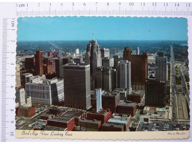 Detroit - Bird`s eye view Looking East, Michigan