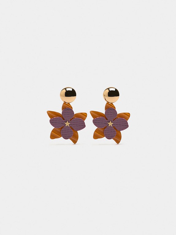 LONG EARRINGS WITH FLOWER AND STRIPES