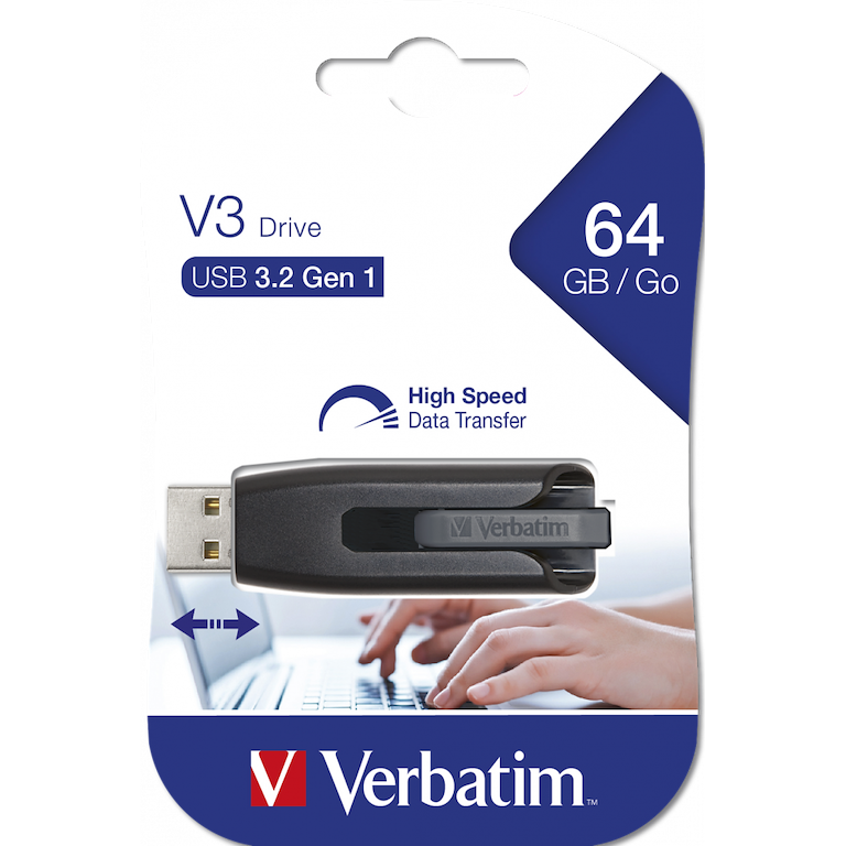 Verbatim V3 USB Flash Drive – 64 GB (USB 3.2 Gen 1)