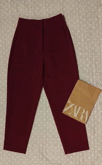 Zara burgundi pantalone dubokog struka S