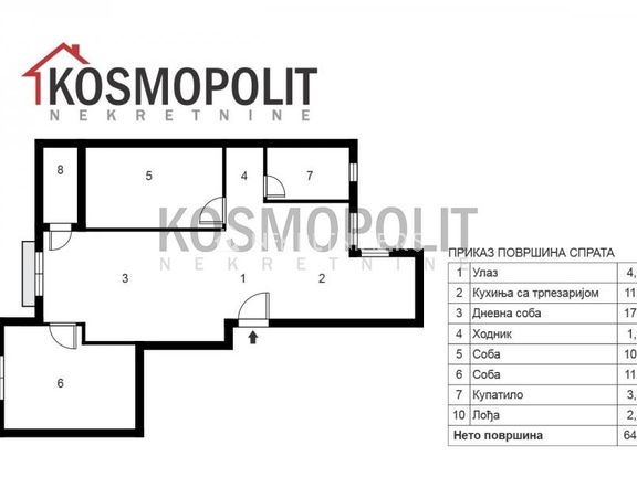 Čukarica, Cerak, Partizanske vode, 3.0, 65m2, 195717 EUR