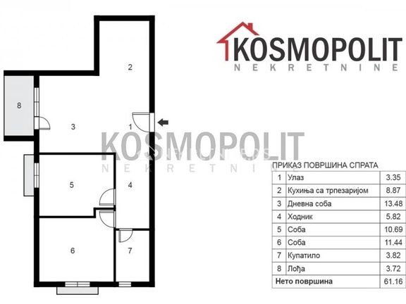Čukarica, Cerak, Partizanske vode, 3.0, 61m2, 185000 EUR