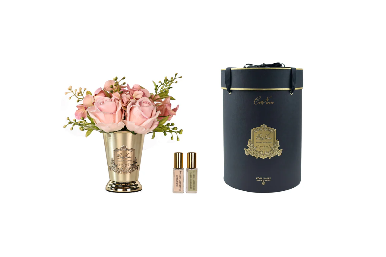 Cote Noire Summer Posy in Cherry Pink Gold Vase – Difuzer