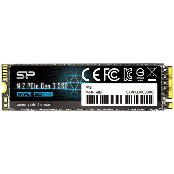 SILICON POWER A60 512GB SSD, M.2 2280, PCIe Gen3x4, SLC Cache, ReadWrite: 22001600 Mbs ( SP512GBP34A60M28 )