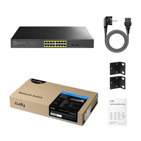 Svič 10/100/1000 16-port Cudy GS1016EPS2 Light Managed PoE+ sa 2x SFP 200W