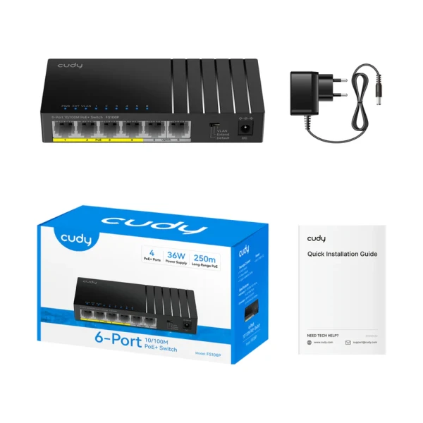 Svič 10/100 6-port Cudy FS106P PoE+/36W/2×Uplink