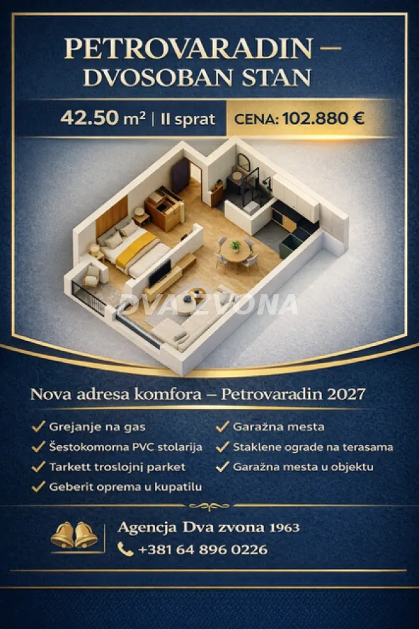 Prodaja, dvosoban stan, 42m², Petrovaradin, Novi Sad