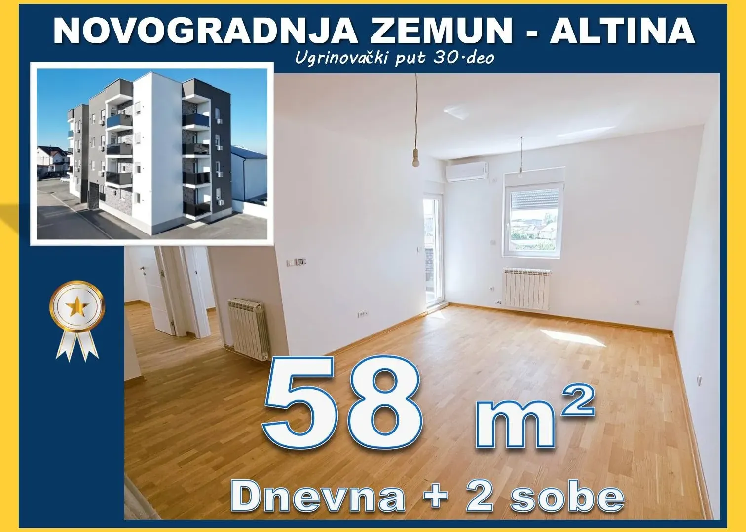 Prodaja, dvosoban stan, 58m², Altina, Beograd