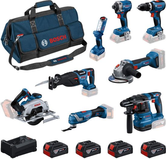 Akumulatorski set od 8 alata Bosch Professional + 4 x GBA 18V 5,0Ah + torba (0615V00061)