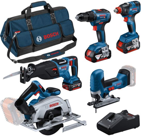 Akumulatorski set od 5 alata Bosch Professional + 3 x GBA 18V 4,0Ah + torba (0615A5003D)