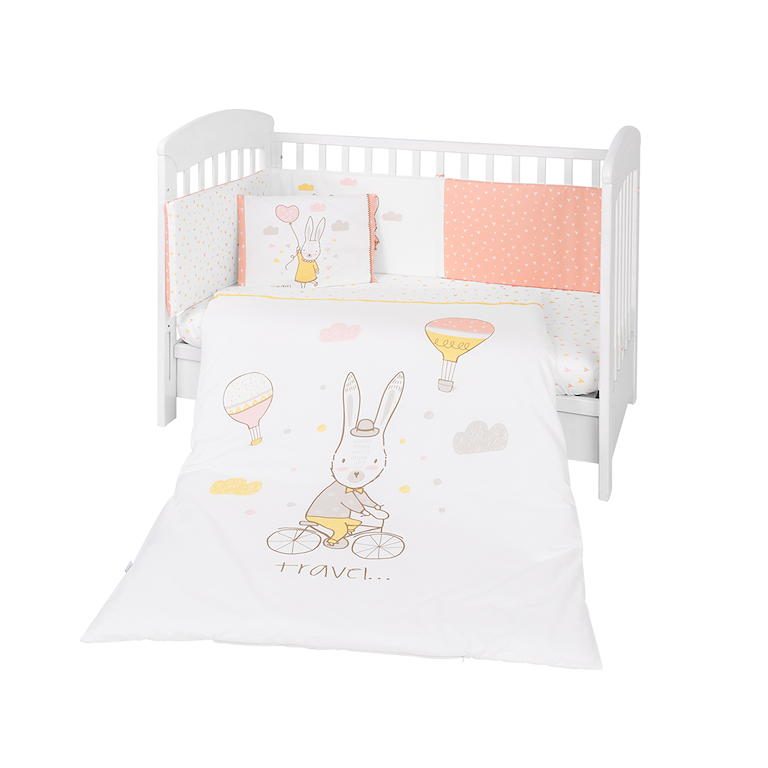 Kikka Boo Posteljina sa ogradicom za bebi krevetac 6 pcs 70x140cm Rabbits in Love KKB61077