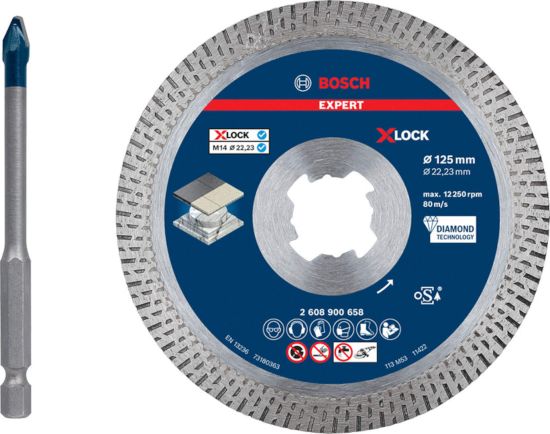 Bosch set za obradu keramike EXPERT HardCeramic X-LOCK dijamantska rezna ploča + burgija (061599765S)