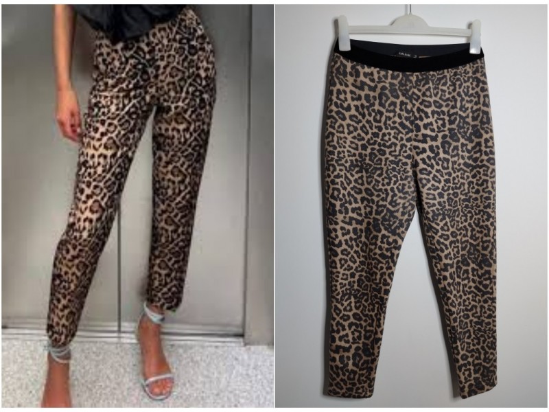 **ZARA** leopard print velvet pantalone, Vel. L