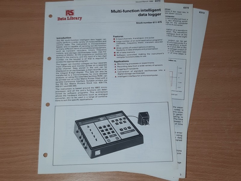 Servisno uputstvo za inteligent data logger iz 1985. g