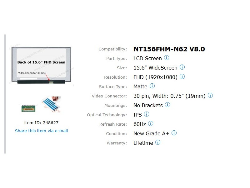 15.6" FHD IPS 30pin ekran br.1 TOP