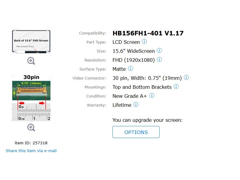 15.6" LED FHD 30pin ekran br.5 TOP