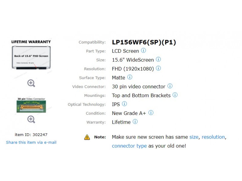 15.6" FHD IPS 30pin ekran br.8 TOP