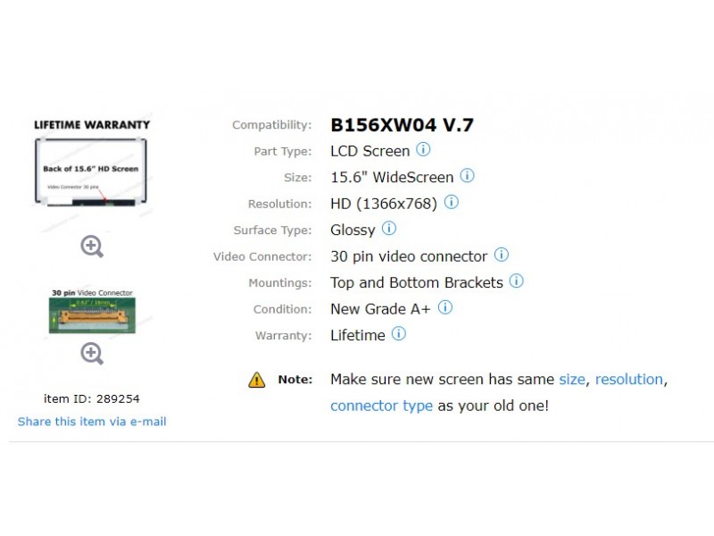 15.6" LED HD 30pin ekran br.6 TOP