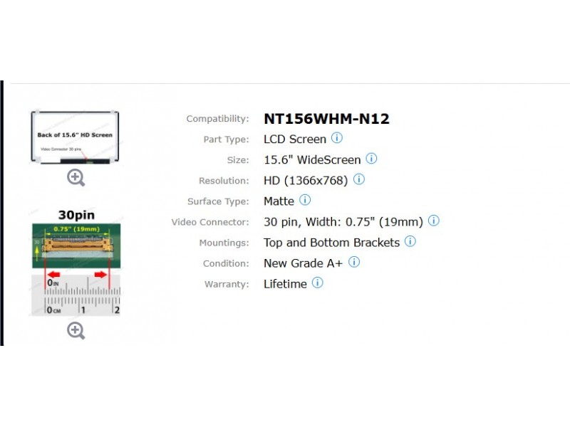 15.6" LED HD 30pin ekran br.9 TOP