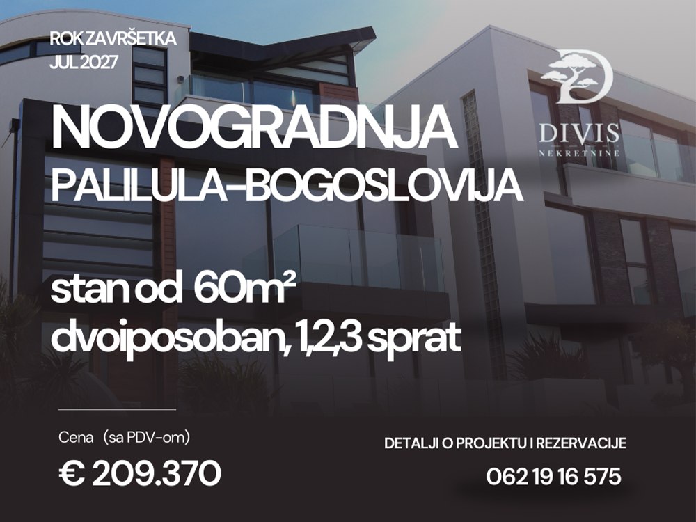 Dvosoban stan u novogradnji kod Bogoslovije 60m2