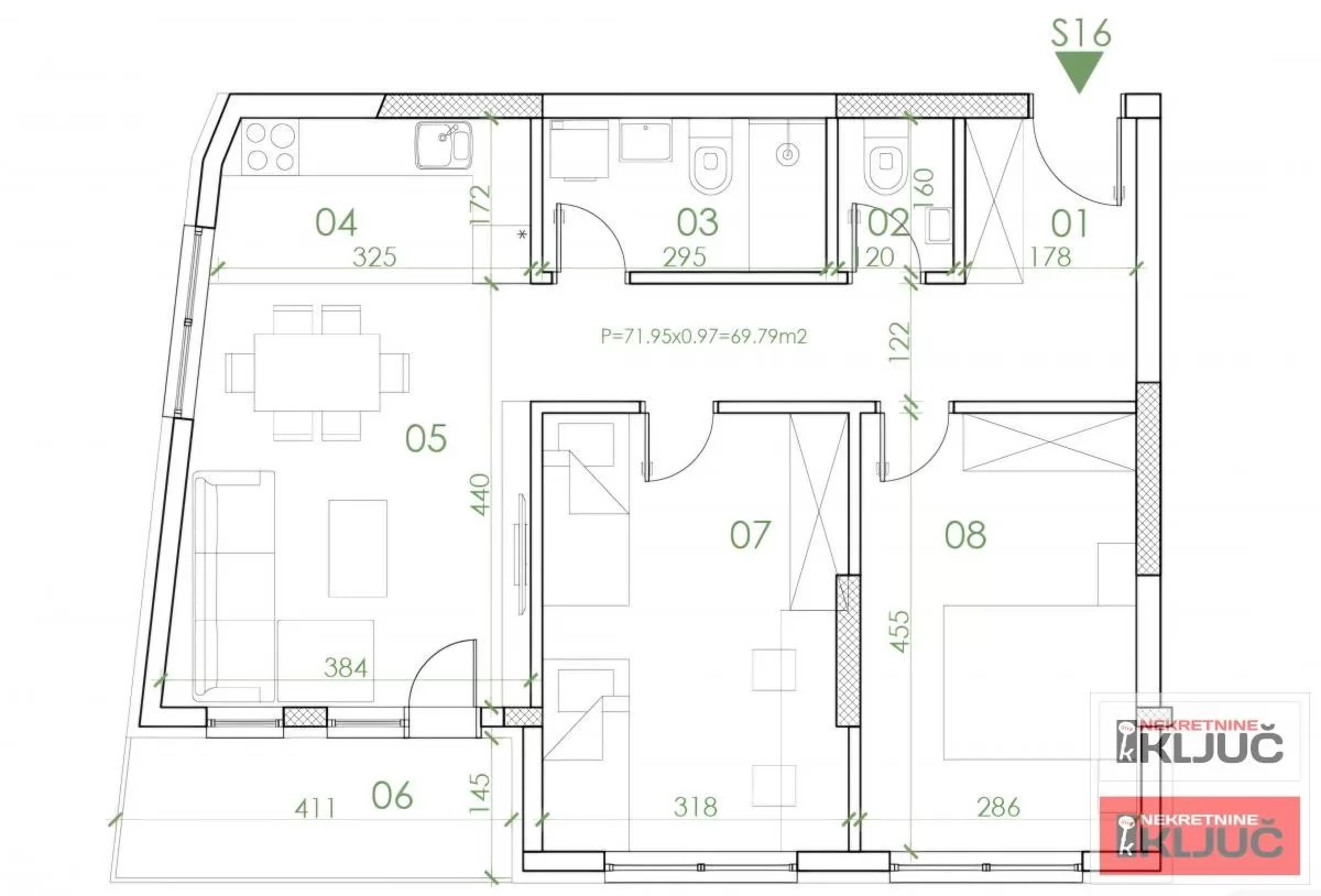 TELEP, 70m2, Trosoban sa pdv, Izgradnja