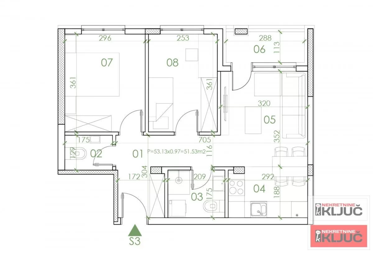 TELEP, 52m2, Trosoban sa pdv, Izgradnja