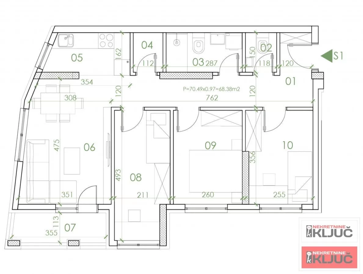 TELEP, 69m2, Troiposoban sa pdv, Izgradnja