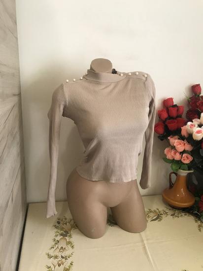 Zara braon croptop sa biserima M