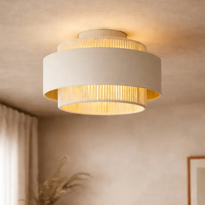 Moderna plafonska lampa bež boje sa užetom - Kora