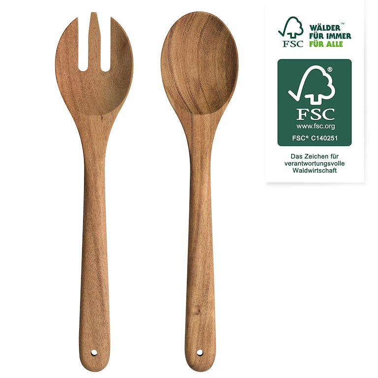 PRIBOR ZA SALATU – Salad cutlery MATERA acacia wood 30 cm brown