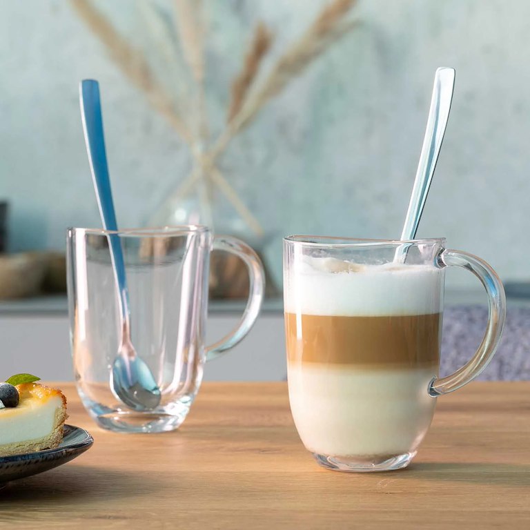 ŠOLJE ZA KAFU SET 1/2 – 2 Latte Macchiato cups NAPOLI 380 ml + 2 spoons