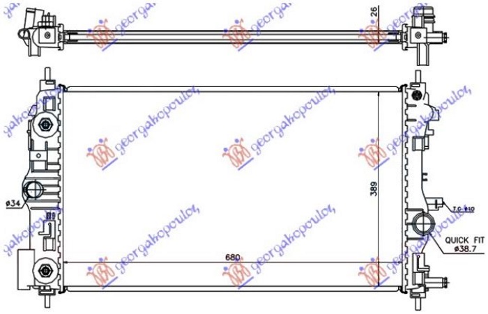 HLADNJAK MOTORA 1.4/1.6 TURBO BENZIN (AUTO) (68×39.5) (KOYO) CHEVROLET CRUZE (2009-2013) (OEM: 1300306, 13311079, 13336889)