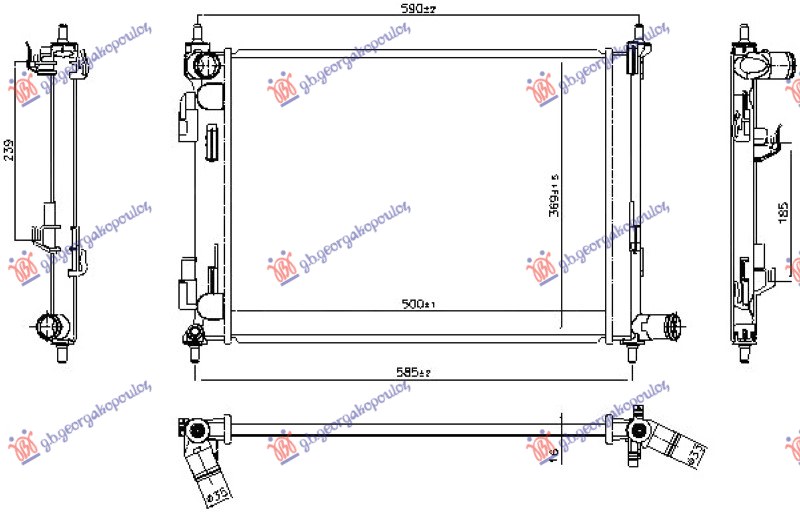 HLADNJAK MOTORA 1.2/1.4 BENZIN (480x375x16) (KOYO) KIA RIO H/B (2017-2020) (OEM: 25310H8000)