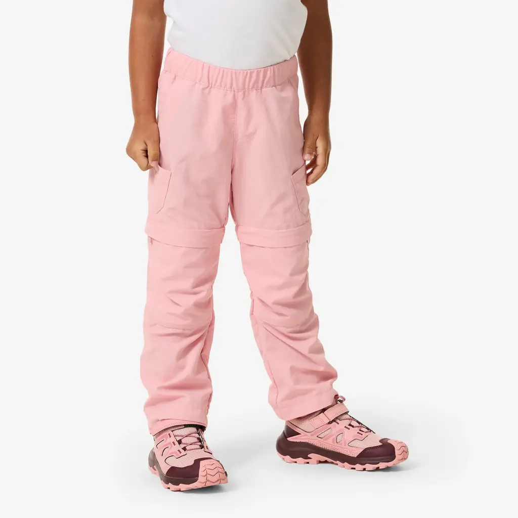 Roze dečje modularne pantalone za planinarenje MH500